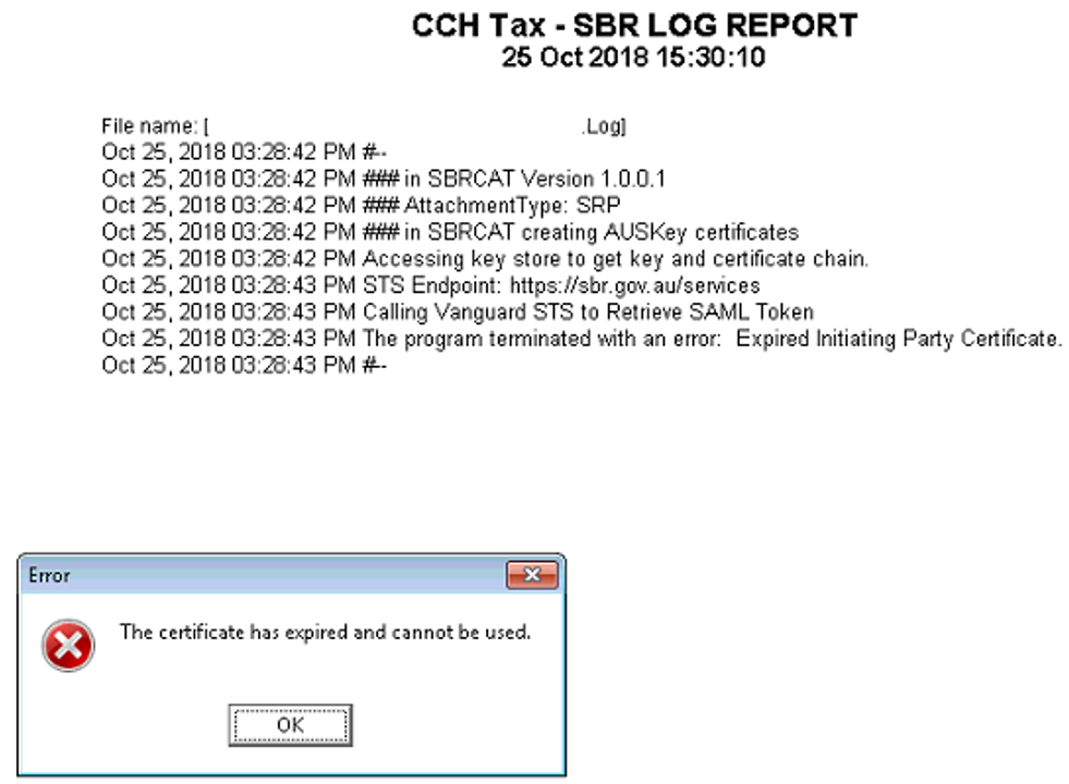 Why do I get the error: The program terminated with an error: Expired ...