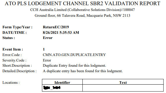 Why do I get a return Lodgmentfailed with CMN.ATO.GEN.DUPLICATE.ENTRY ...